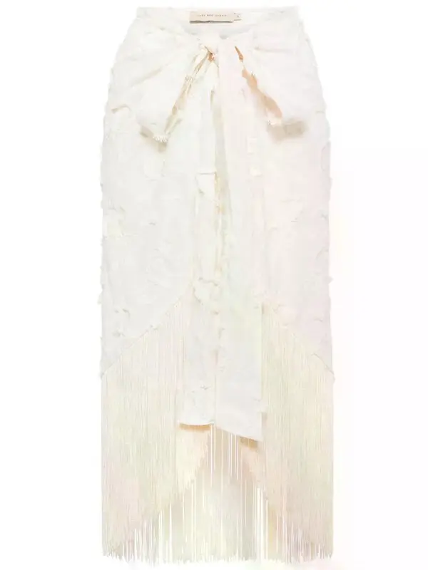 JBQ Vera Fringed Wrap Skirt - Neutrals