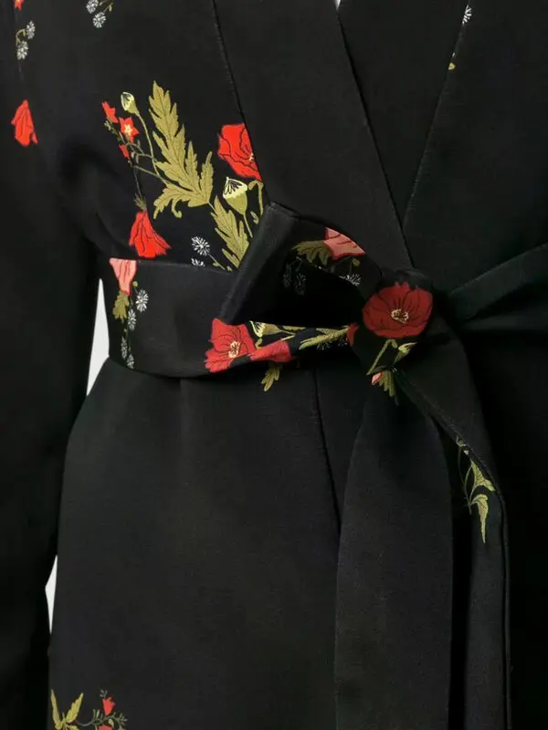 MACGRAW Floral-print Robe Coat - Black