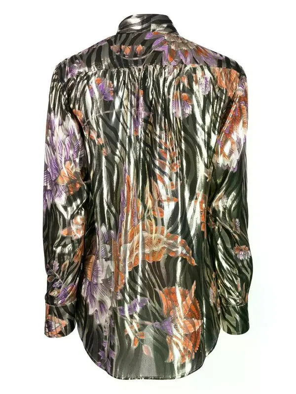 HAYLEY MENZIES Lurex Jacquard Pussy-bow Shirt - Multicolour