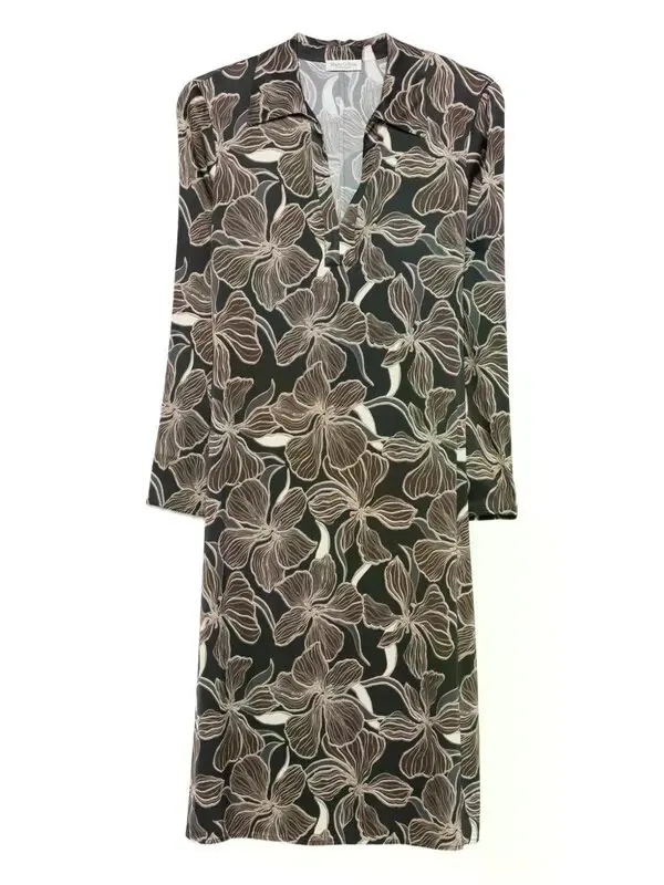 Marc O'polo Floral Print V-neck Midi Dress - Black