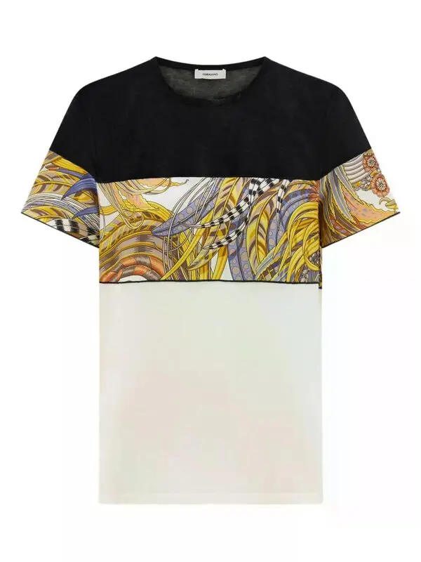 FERRAGAMO Silk Rooster Print Crewneck T-shirt - White