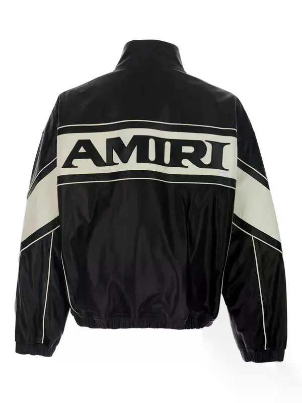 Amiri Logo Print Leather Jacket