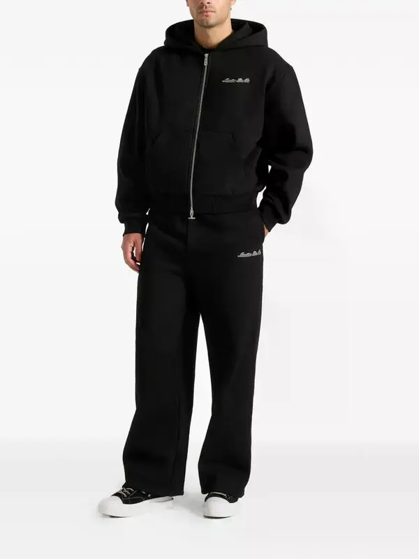 Manière De Voir Maniere De Voir Logo-embroidered Wide-leg Track Pants - Black