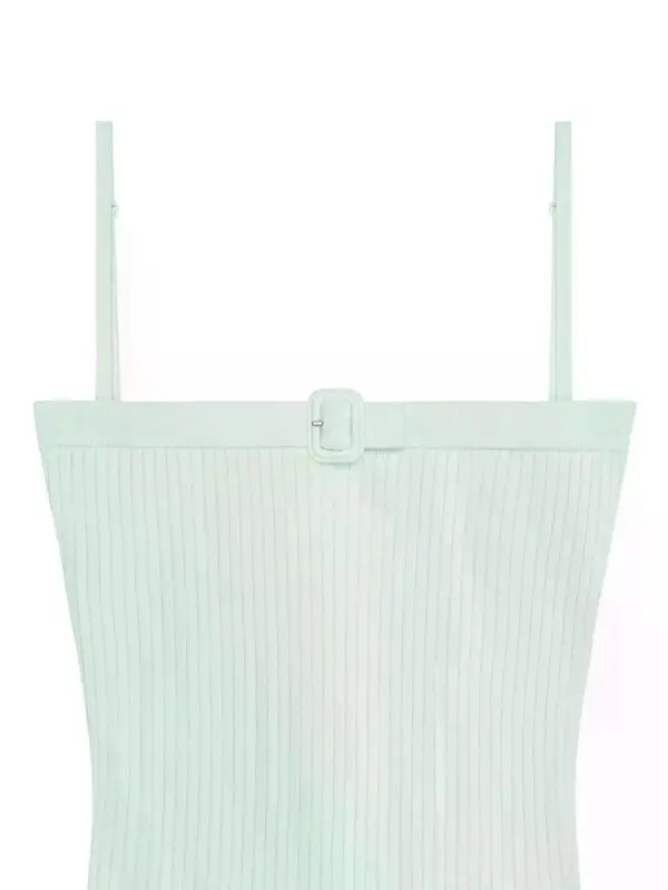 COURREGES Ribbed-knit Top With Buckle Detail - Green
