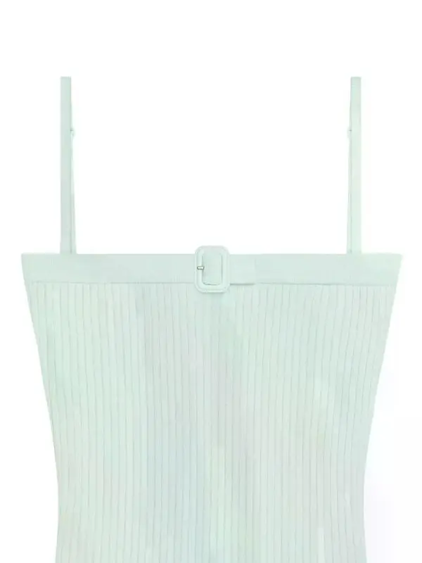 COURREGES Ribbed-knit Top With Buckle Detail - Green