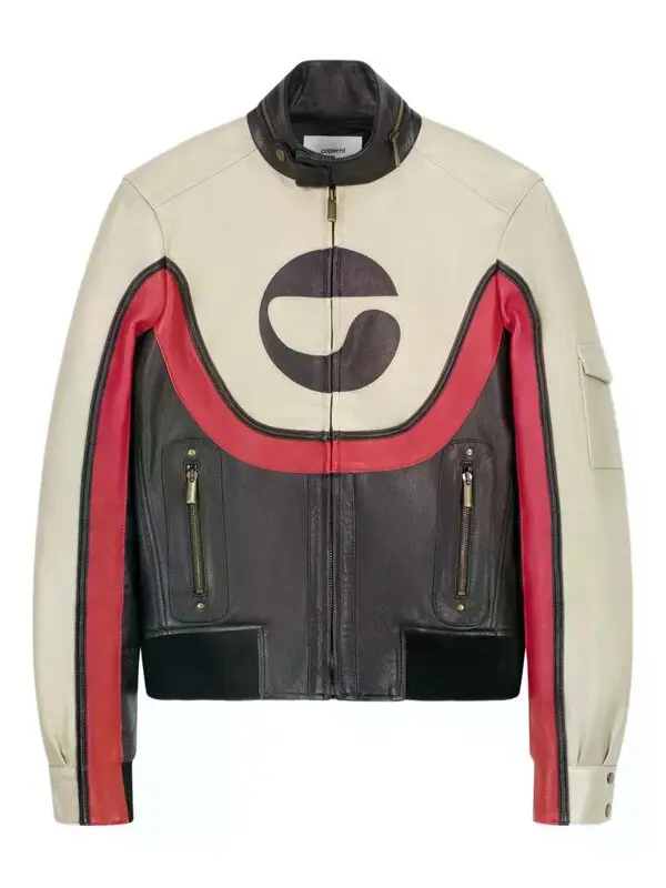 Coperni C-logo Panelled Leather Jacket - Neutrals