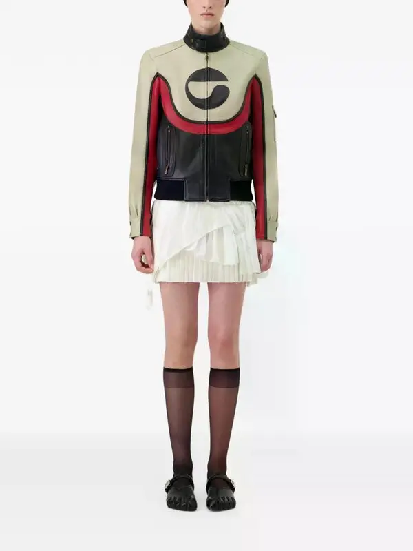 Coperni C-logo Panelled Leather Jacket - Neutrals