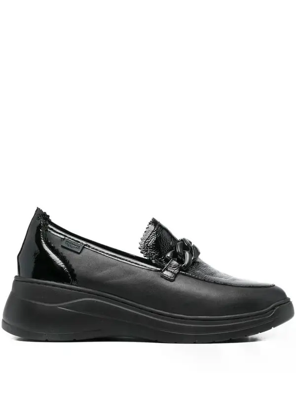 MELLUSO Chain-embellished Patent Loafers - Black