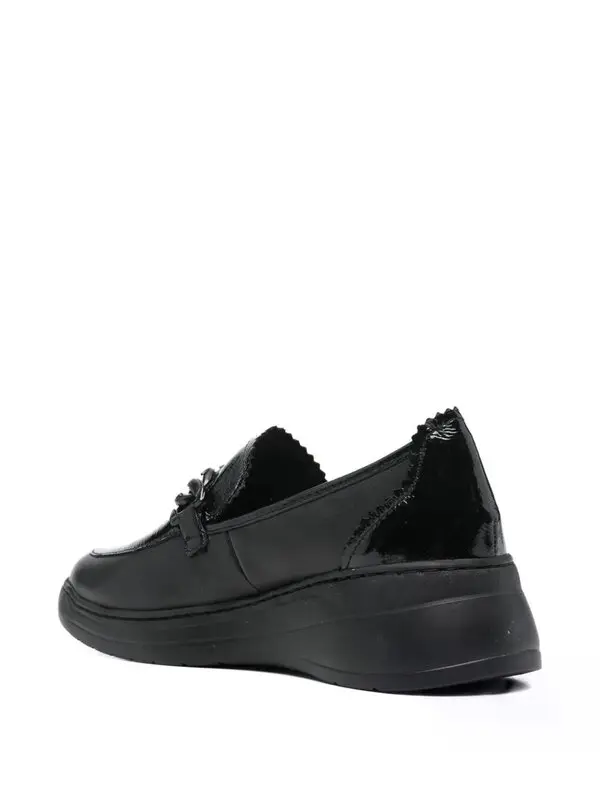 MELLUSO Chain-embellished Patent Loafers