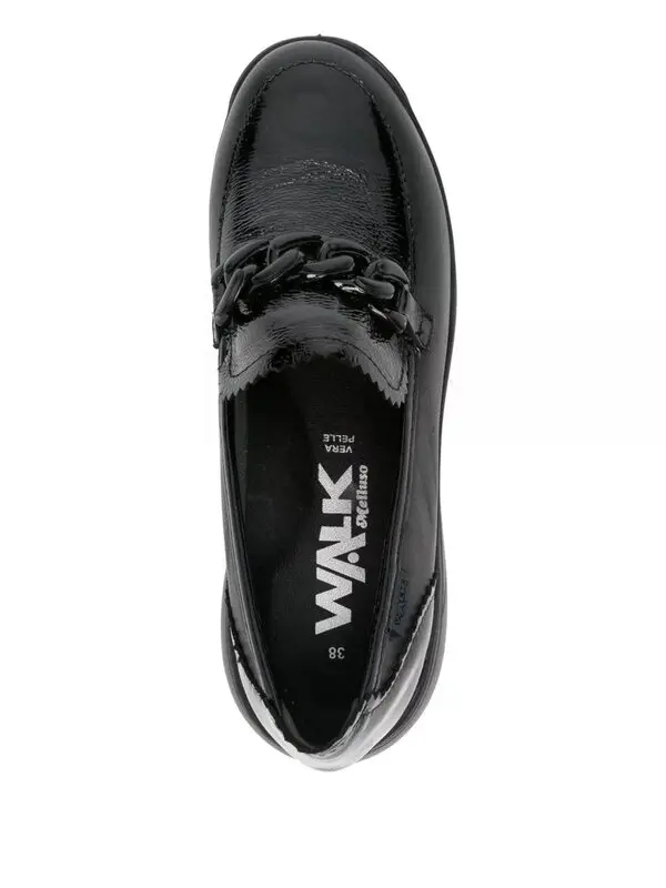 MELLUSO Chain-embellished Patent Loafers