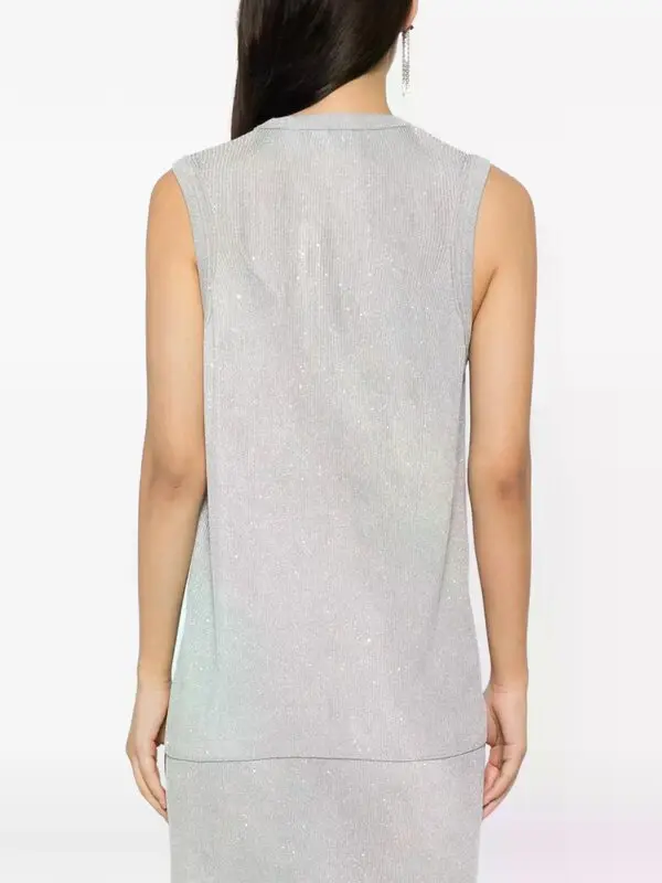TOM FORD Sequin-embellished Ribbed Crewneck Tank Top - Grey