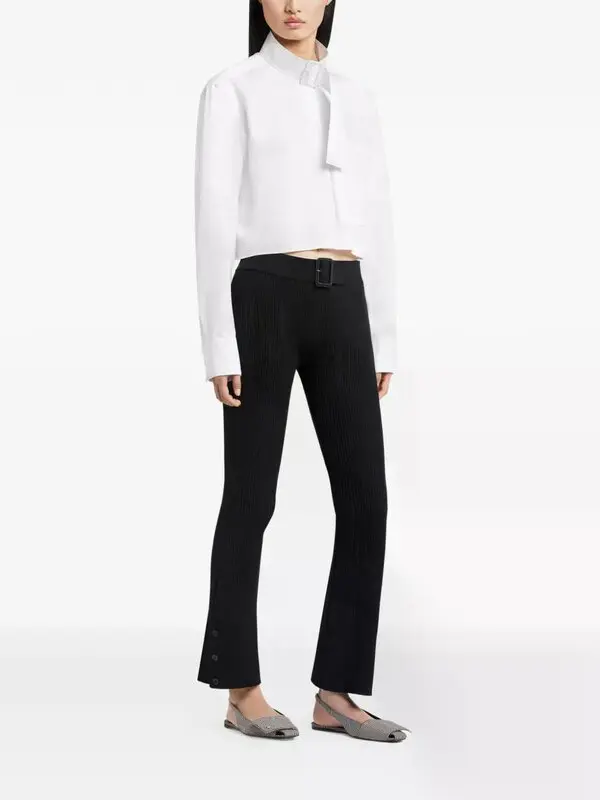 COURREGES Ribbed Belted Button Detail Capri Pants