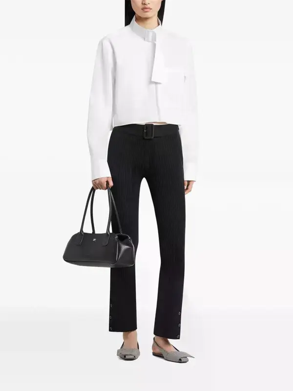 COURREGES Ribbed Belted Button Detail Capri Pants