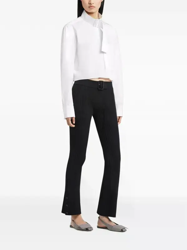 COURREGES Ribbed Belted Button Detail Capri Pants
