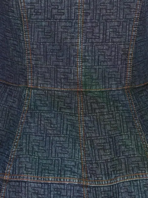 Fendi Quilted Denim Bustier Dress