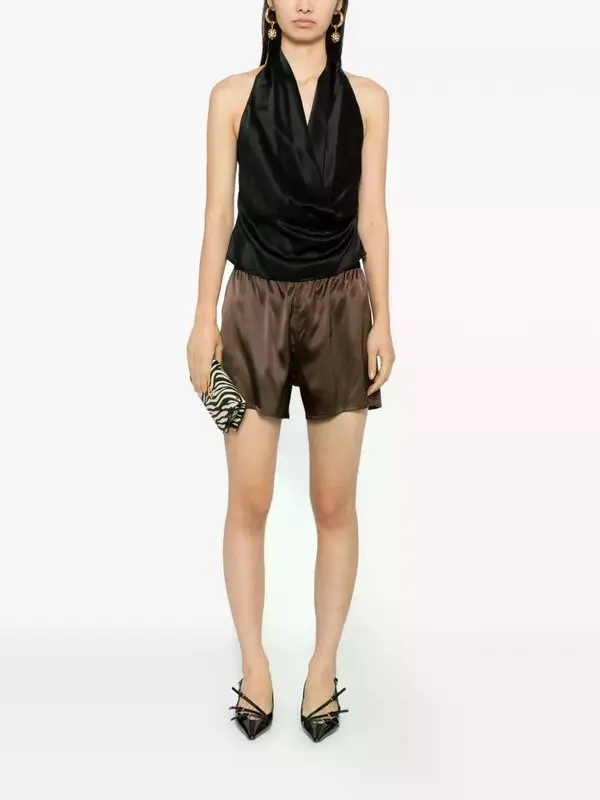 TOM FORD Elasticated Waistband Satin Shorts - Brown