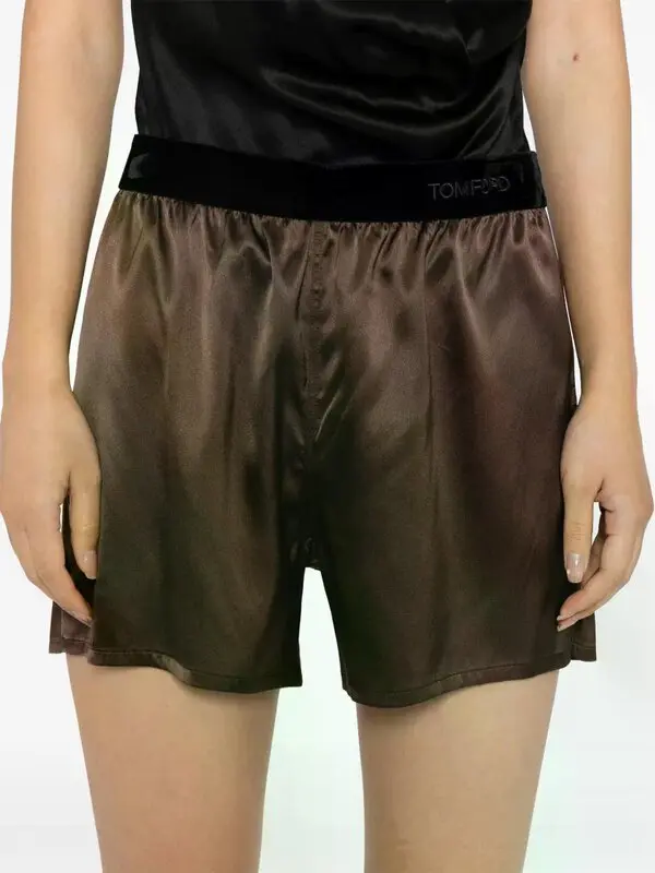 TOM FORD Elasticated Waistband Satin Shorts - Brown