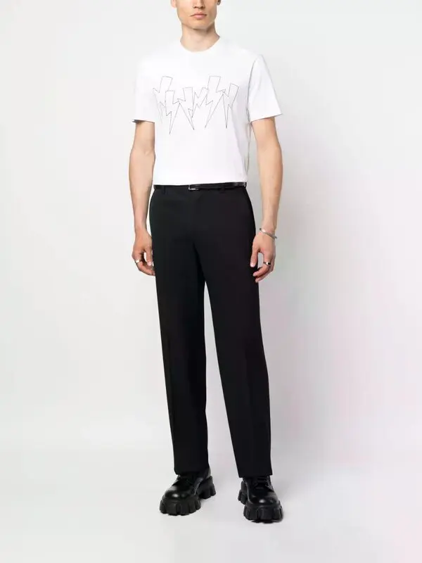 Neil Barrett Thunderbolt-print Crew-neck T-shirt - White