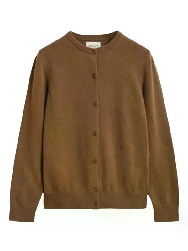 Gant Lambswool Button-up Cardigan - Brown
