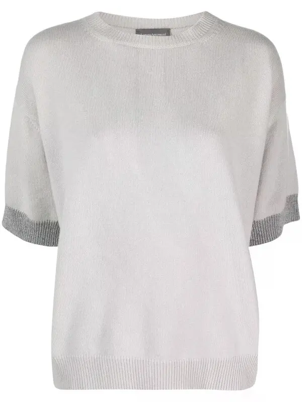 Lorena Antoniazzi Contrasting-border Crew-neck Top - Grey