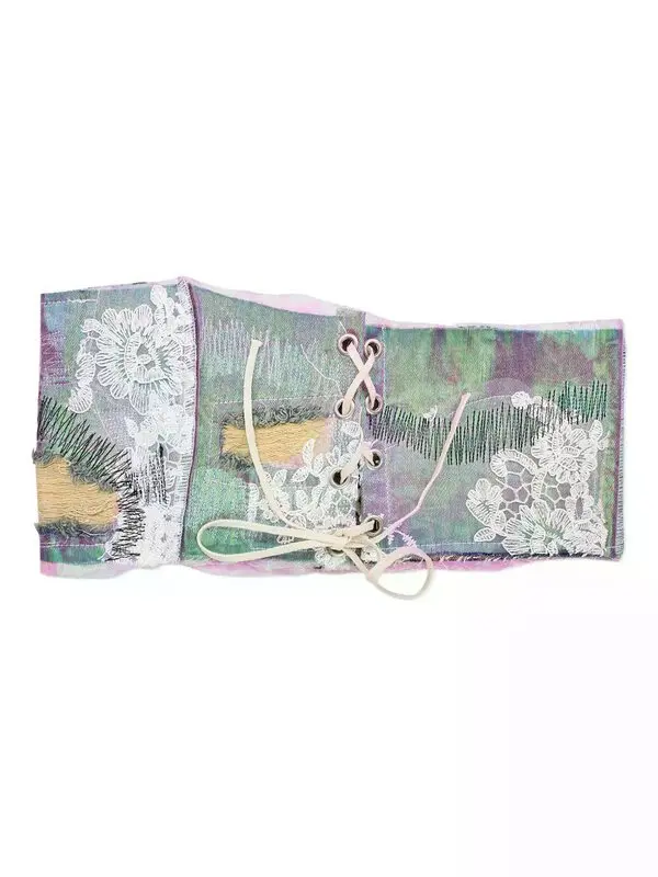 WHO DECIDES WAR Lace Crop Top - Green