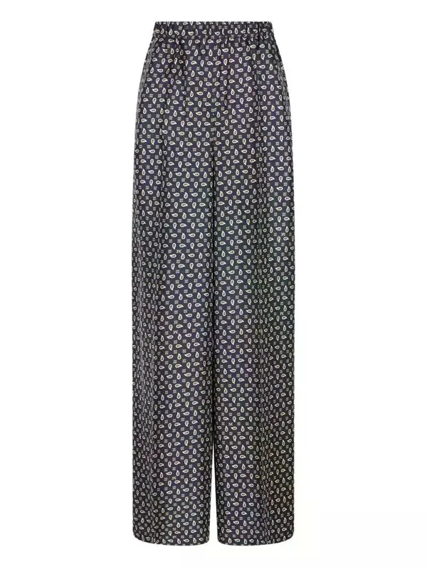 Max Mara Paisley Print Wide Leg Trousers - Blue
