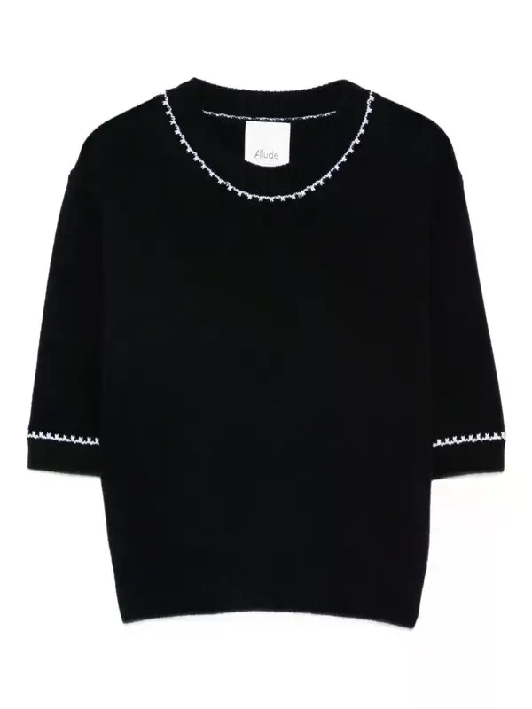 ALLUDE Contrast Trim T-shirt