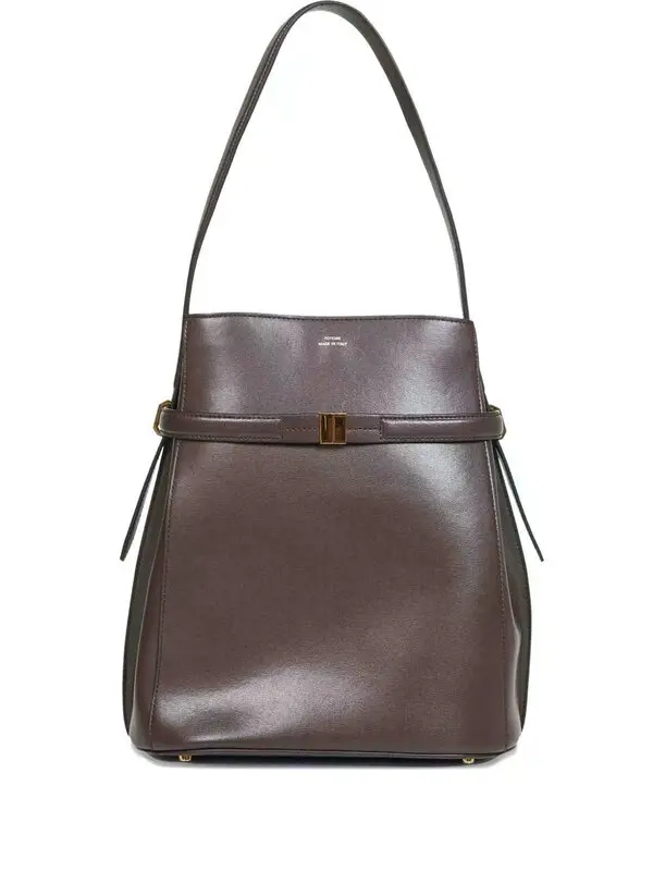 TOTEME Belted Leather Bucket Bag - Brown