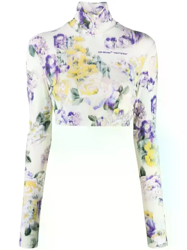 Off-White Floral-print Cropped Top