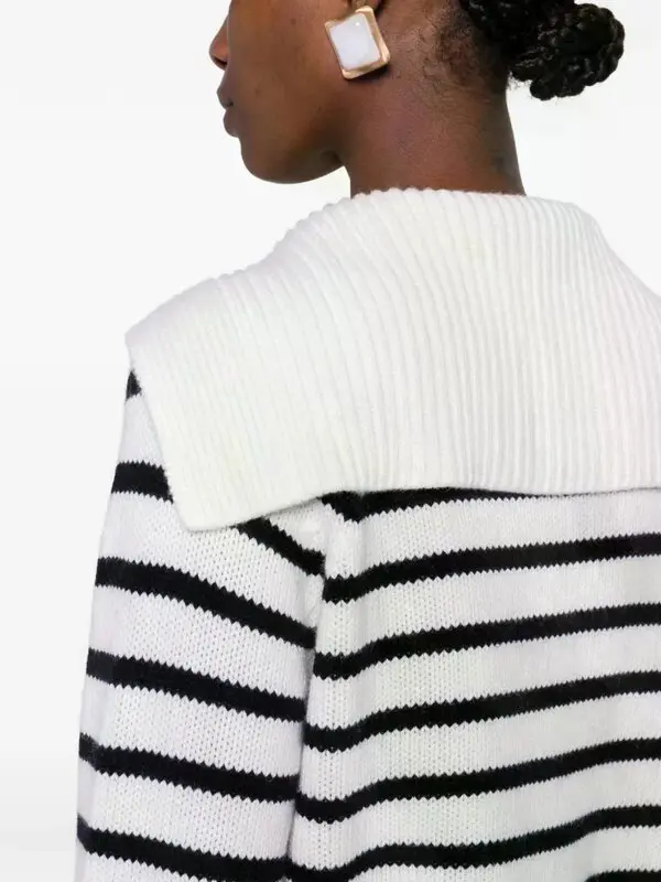 ALLUDE Striped Cardigan - White