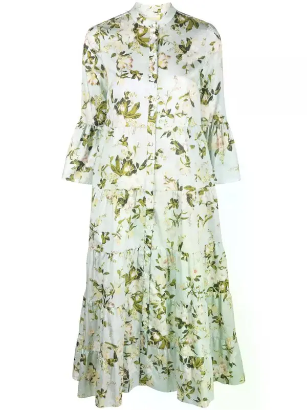 Erdem Panthea Floral-print Poplin Dress - Green
