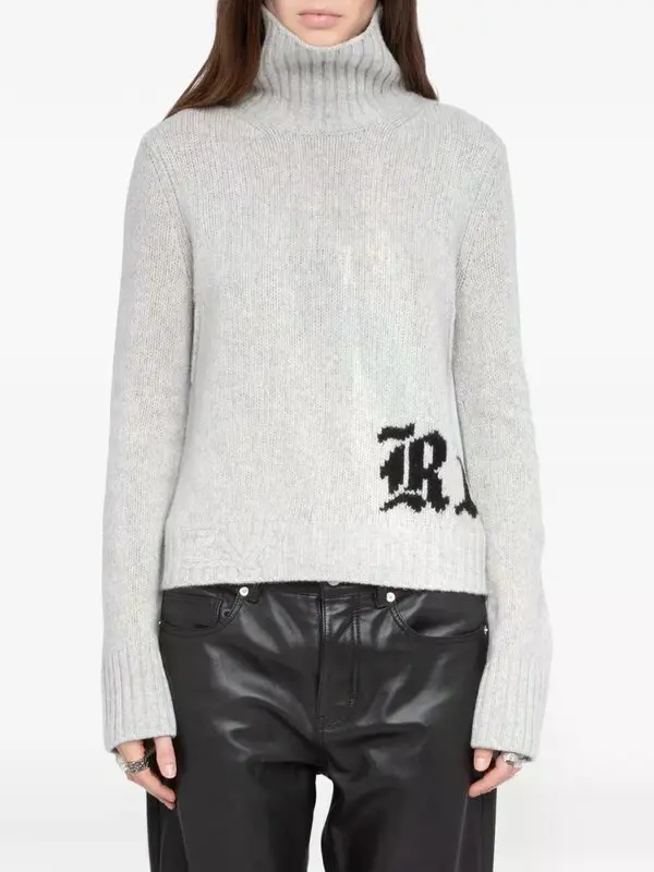 Zadig&Voltaire Rock" Intarsia High-neck Sweater - Grey