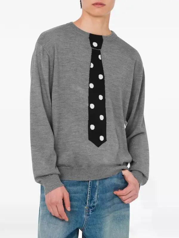 Moschino Polka-dot Tie Intarsia Sweater