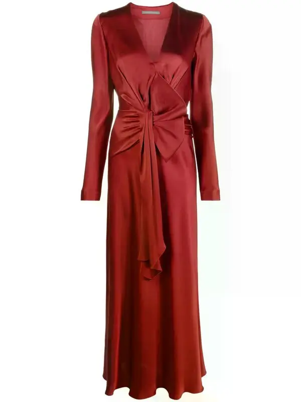 Alberta Ferretti Bow Detail Draped Gown - Red