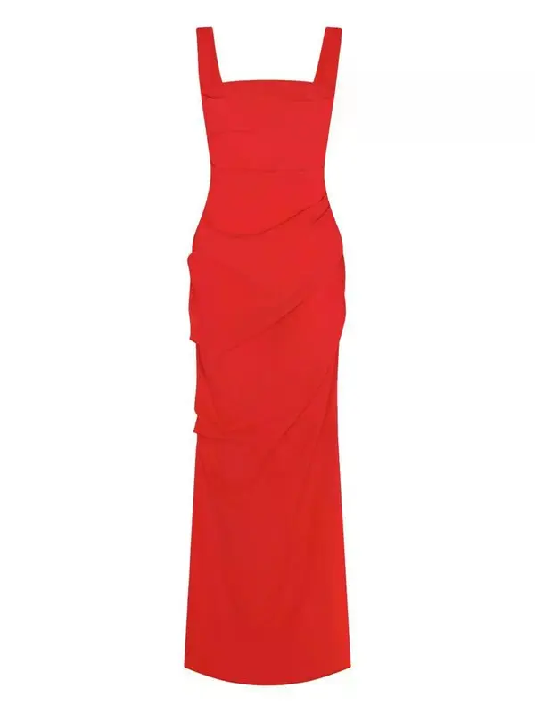 Paris Georgia Square-neck Draped Maxi Dress - Red