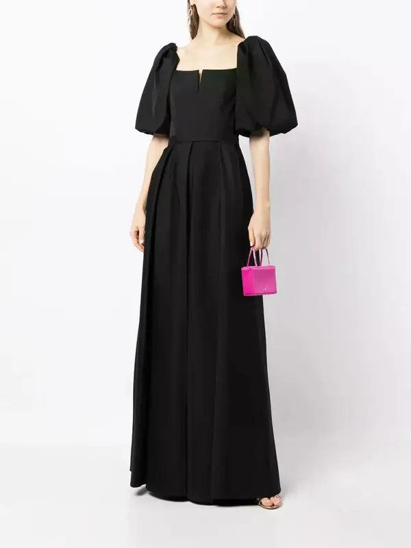 Alberta Ferretti Pleat-detail Gown - Black