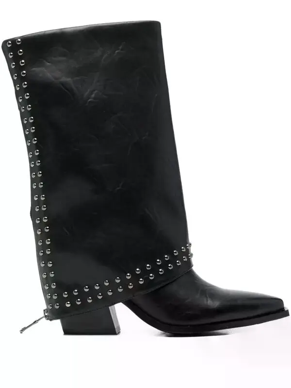EXÈ Studded Pointed Toe Block Heel Zip Fastening Boots