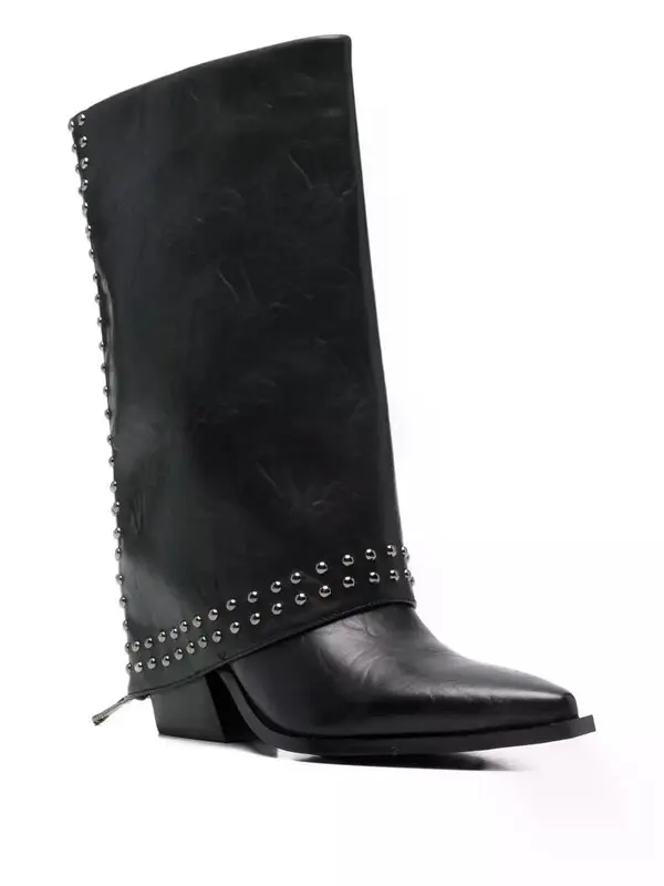 EXÈ Studded Pointed Toe Block Heel Zip Fastening Boots