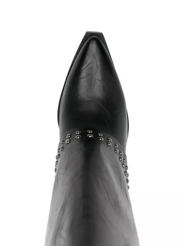 EXÈ Studded Pointed Toe Block Heel Zip Fastening Boots