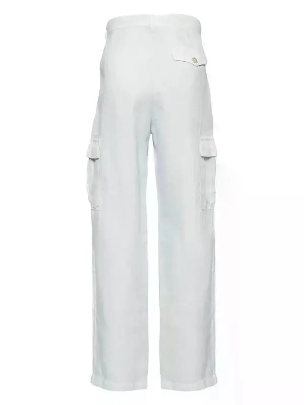 120% Lino Linen Cargo Trousers - Blue