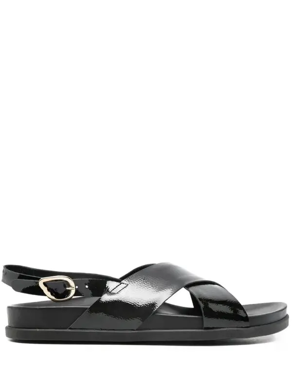 ANCIENT GREEK SANDALS Ikesia Crossover Strap Sandals - Black