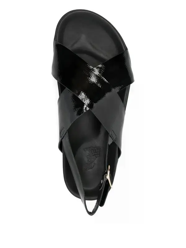 ANCIENT GREEK SANDALS Ikesia Crossover Strap Sandals - Black