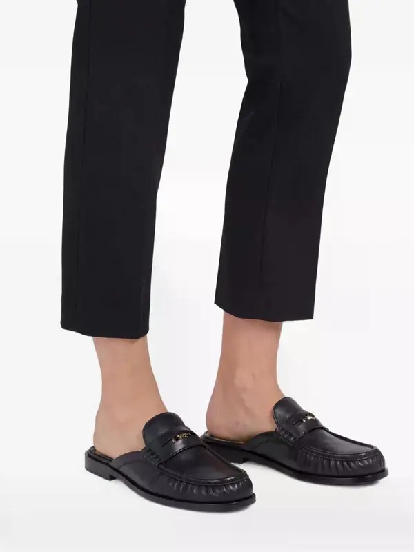 Burberry Cadet Leather Mules With Enamelled Knight Stamp - Black