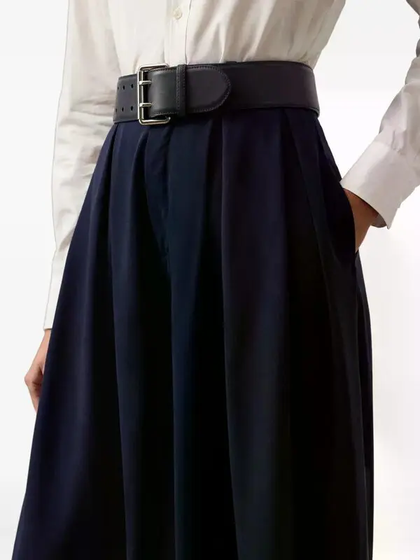 Ralph Lauren Navy Wool Pleated Palazzo Pants