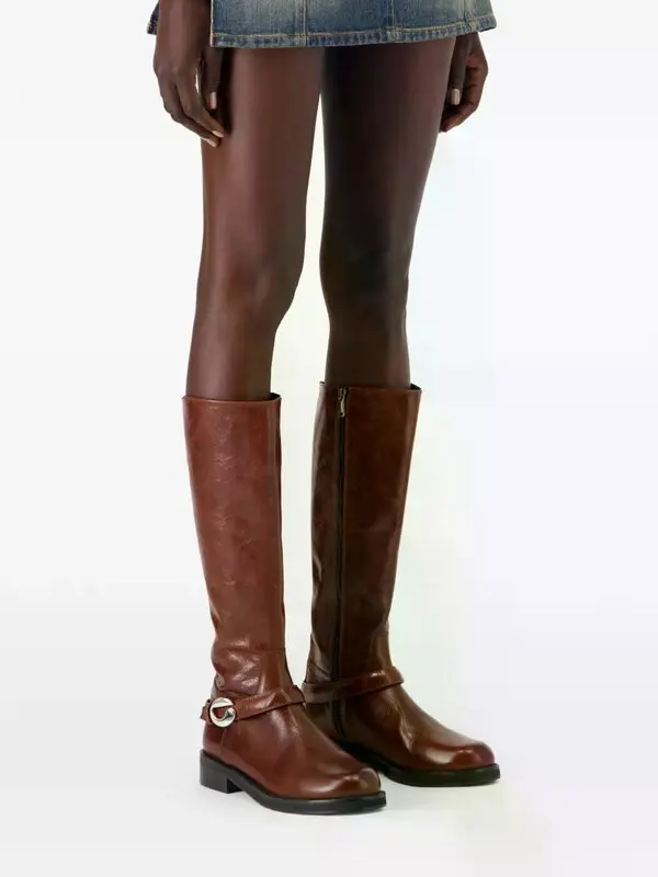 Coperni Cavalier Buckle-strap Knee-high Boots - Brown
