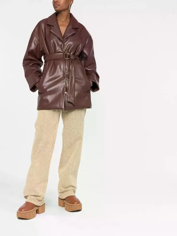 Nanushka Belted Faux-leather Blazer