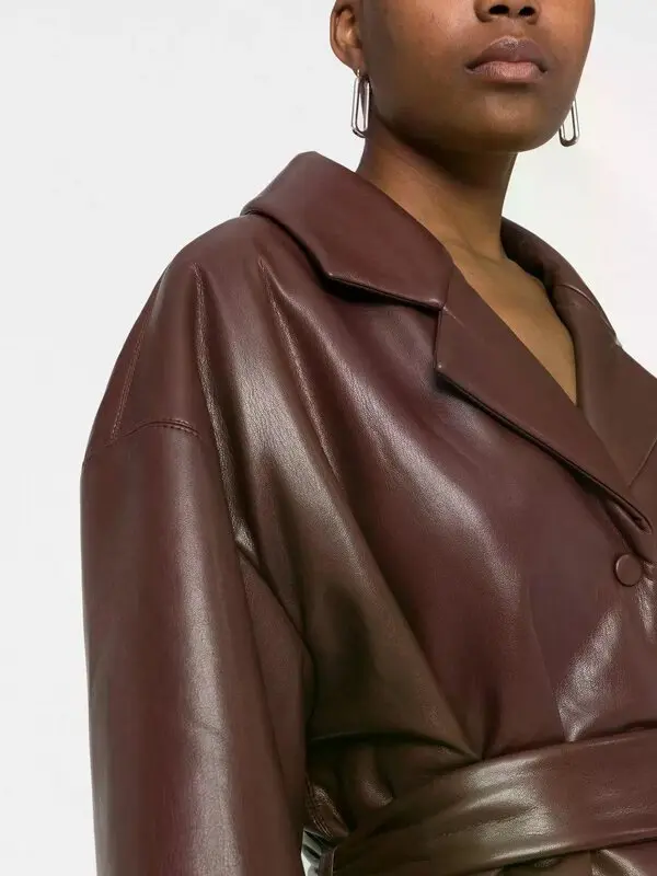 Nanushka Belted Faux-leather Blazer