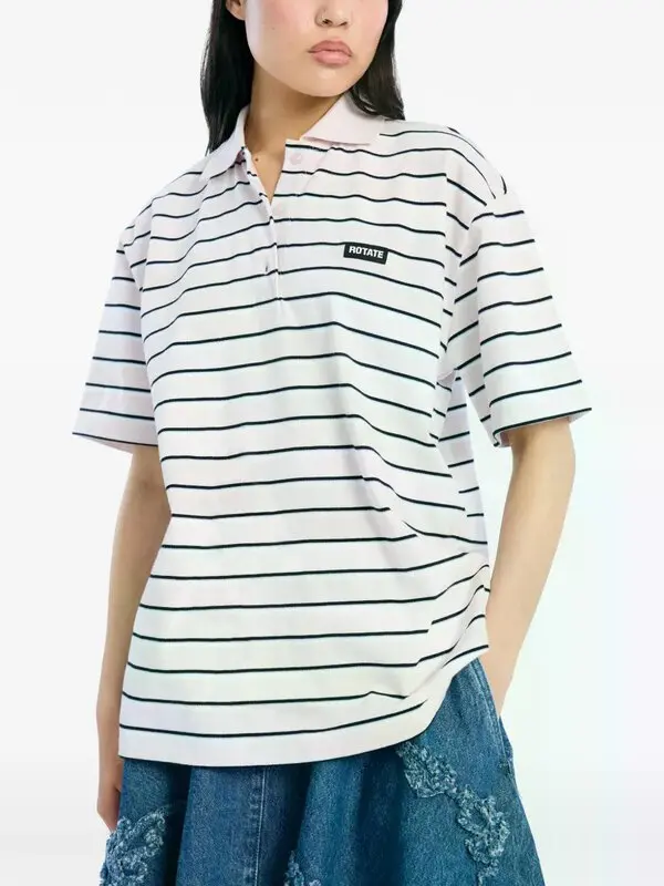 ROTATE BY BIRGER CHRISTENSEN Striped Polo Shirt - Neutrals