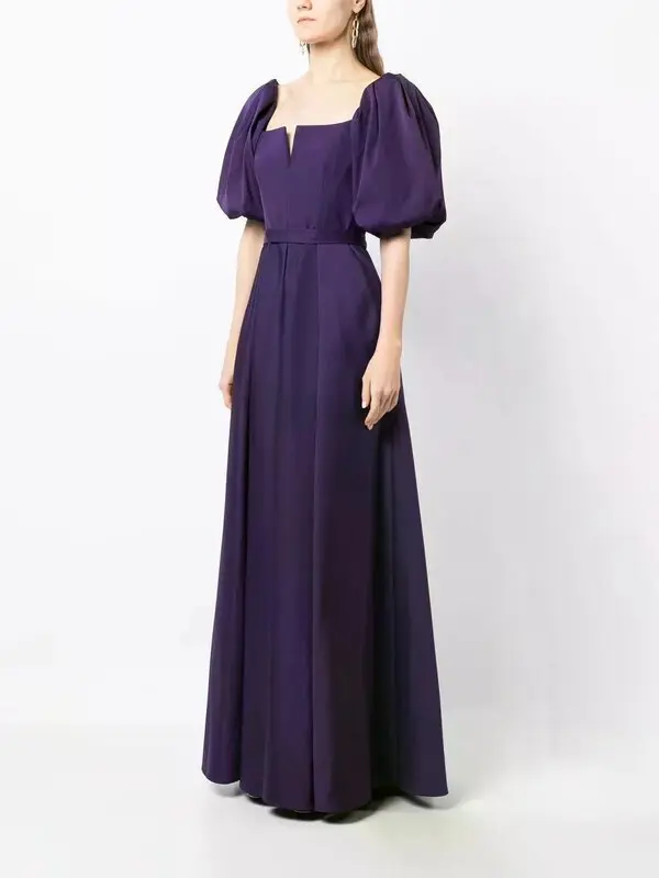 Alberta Ferretti Pleated Gown With Puff Sleeves