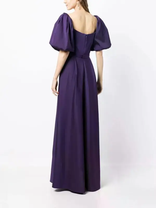 Alberta Ferretti Pleated Gown With Puff Sleeves